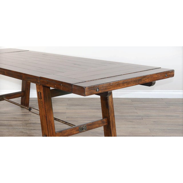 Rustic Solid Wood Extendable Dining Table With 2 Leaves | Chairish