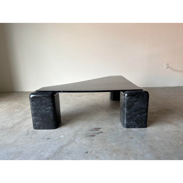 Postmodern Faux - Black and White Marble Triangular Coffee Table | Chairish