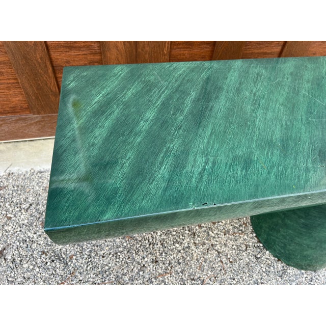 1980 J Wade Beam Faux Green Marble Console Table | Chairish
