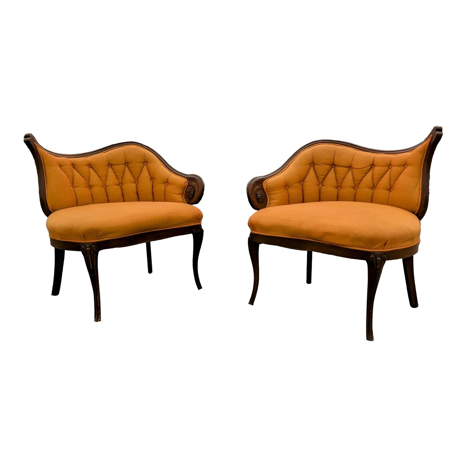 1940s French Rococo Style Asymmetrical Chairs - Set of 2 | Chairish