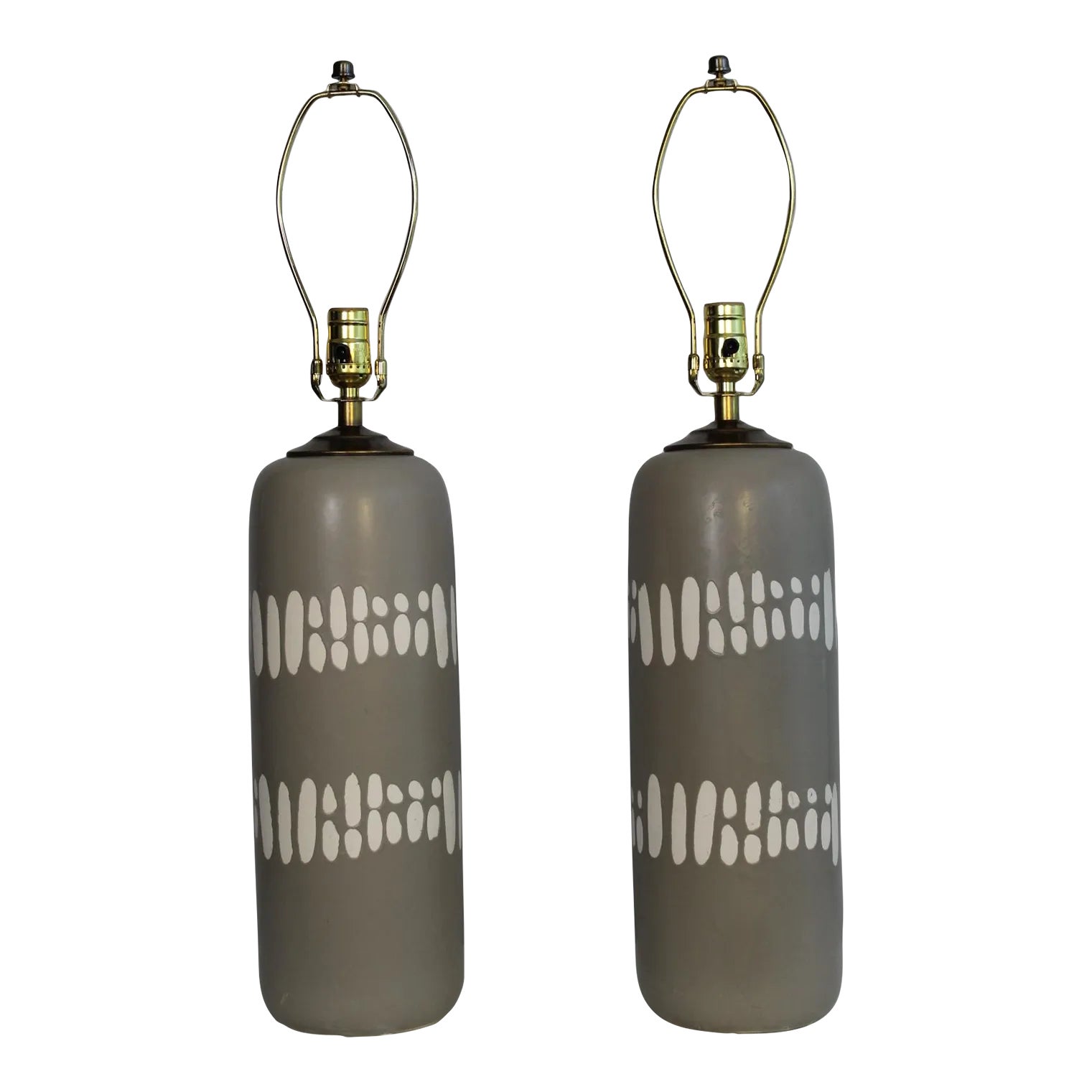 Mid 20th Century Lotte & Gunner Bostlund Style Ceramic Lamps - a Pair ...