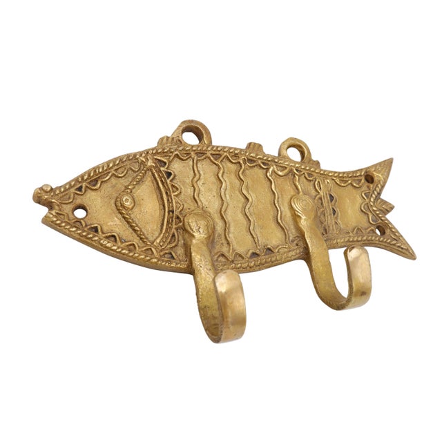Bohemian Brass Fish Wall Hooks | Chairish