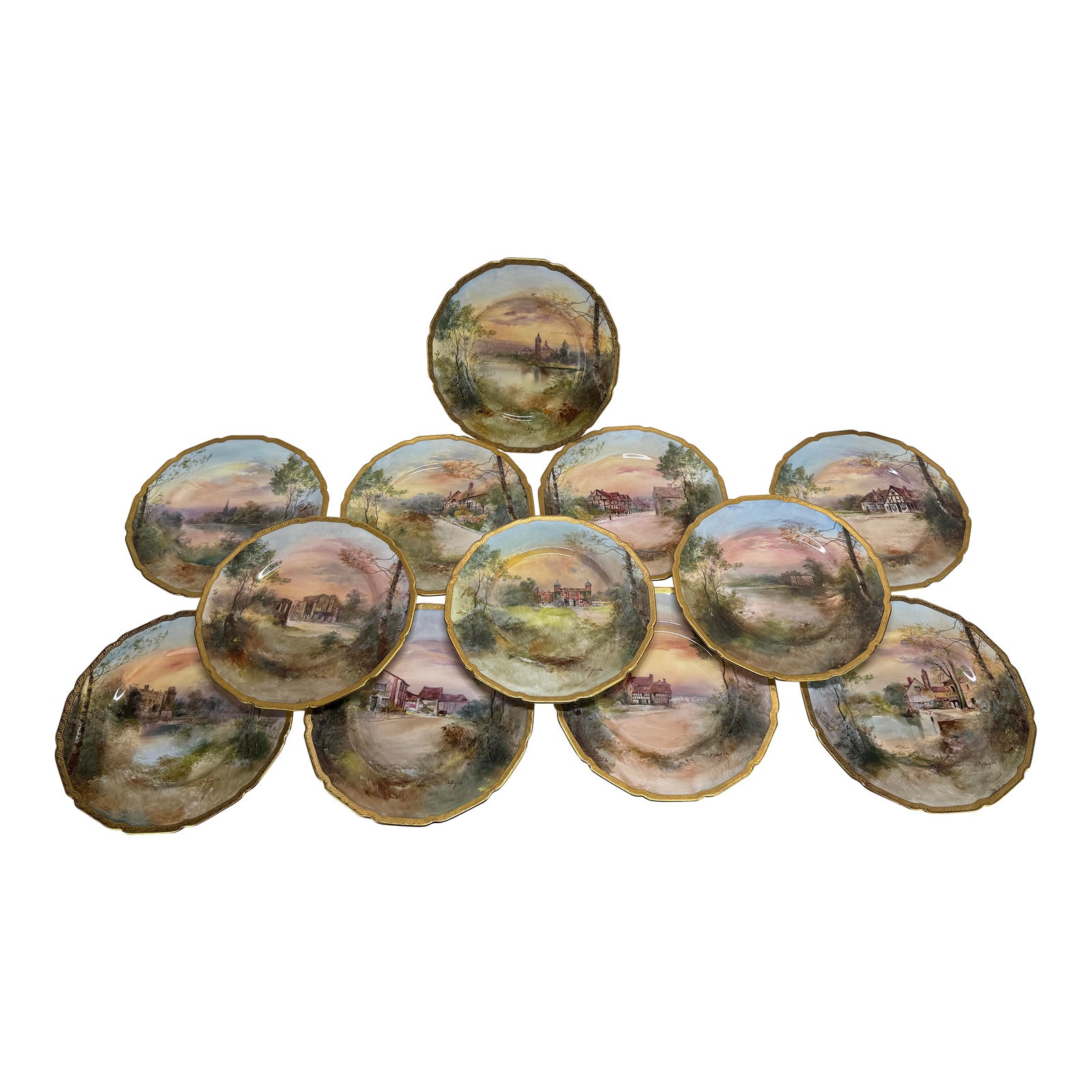 12 Royal Doulton “Shakespeare’s Country” Cabinet Plates by J. Hughs C ...