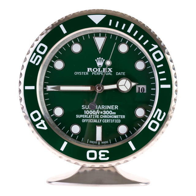 Oyster Perpetual Green Submariner Desk Clock from Rolex | Chairish