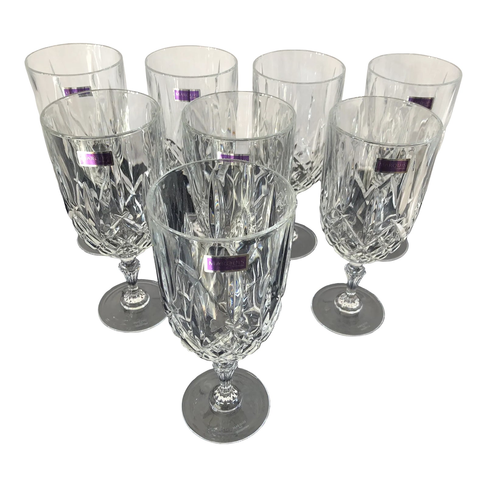 1990s Markham Marquis by Waterford Iced Beverage Set- Set of 8 | Chairish