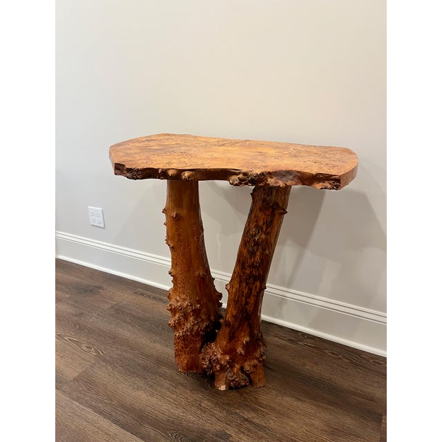 1970s Vintage Burl Console Table | Chairish