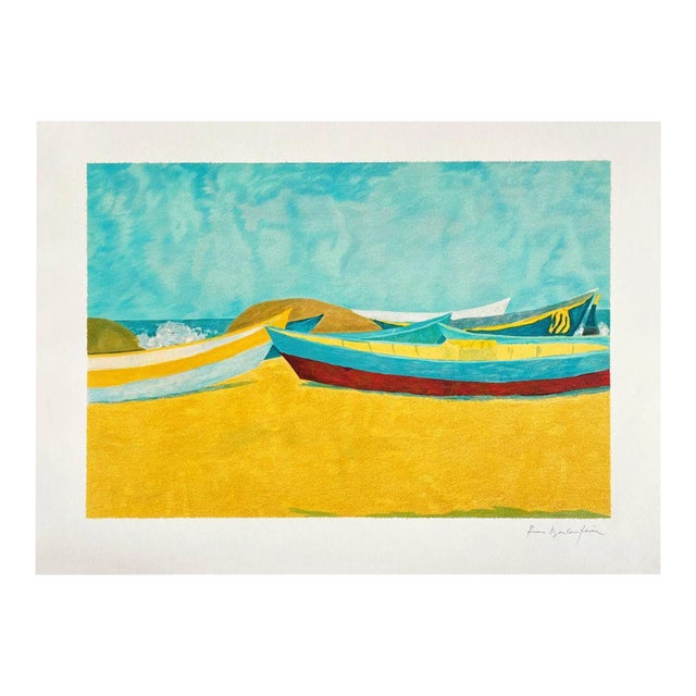 1990 Pierre Boncompain Les Barques en Couleurs Lithograph | Chairish