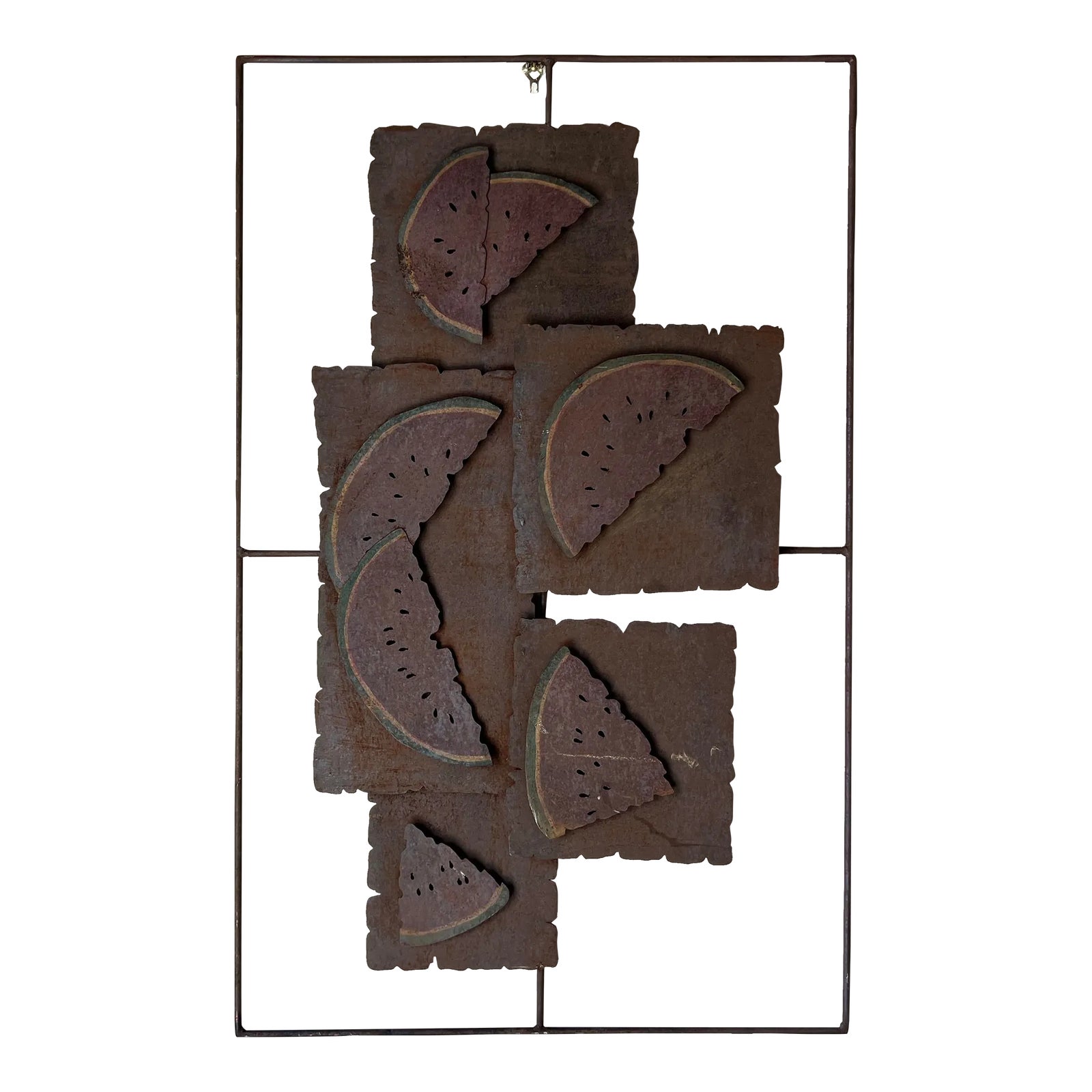 Mid-Century Watermelon Brutalist Metal Wall Art Sculpture | Chairish