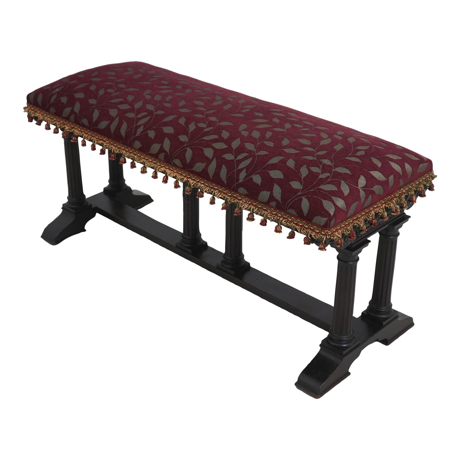 Vintage Gothic Revival Newly Upholstered Bench | Chairish