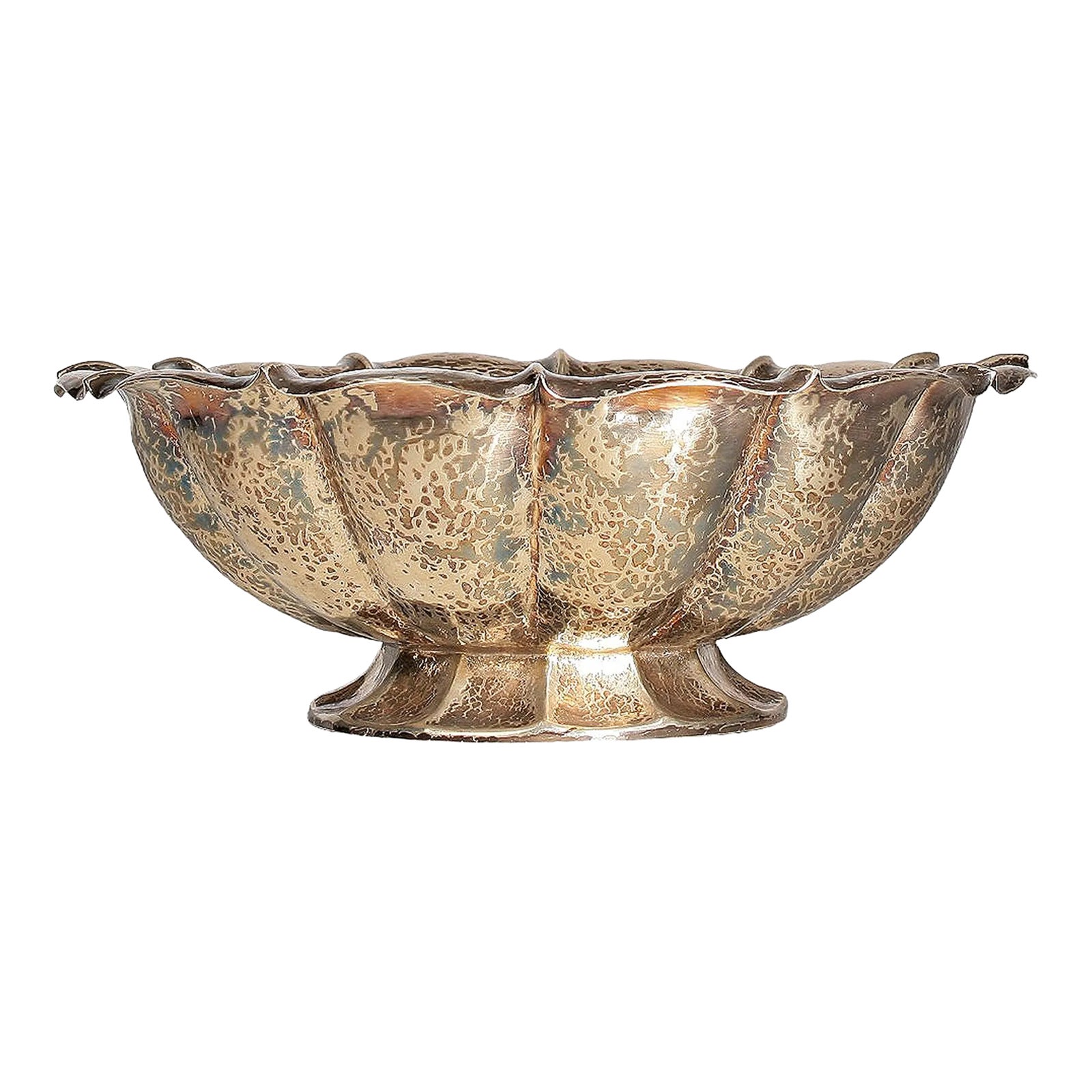 1910s Vienna Secession Patinated Silvered Metal Veined Serving Bowl ...