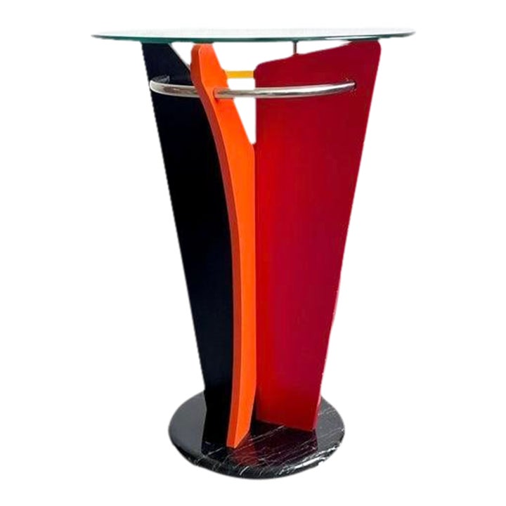 1980s Postmodern Multicolored Italian Memphis Design Pedestal Gueridon ...