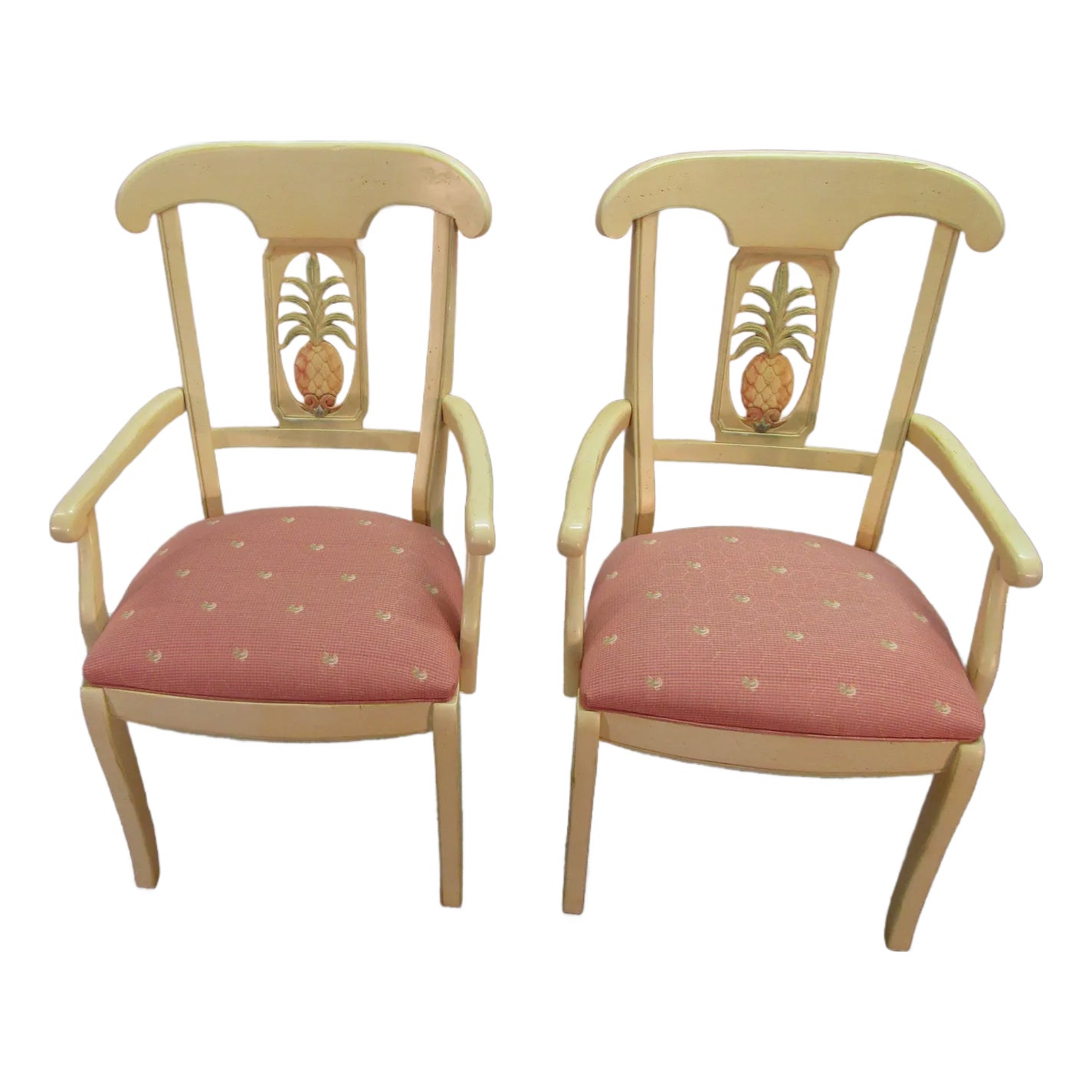 Ethan Allen Legacy Collection Pair of Cream Colored Arm Chairs | Chairish