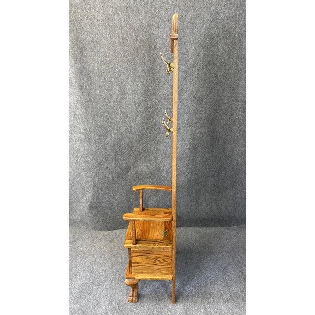 Early 20th Century Solid Oak Hall Tree | Chairish
