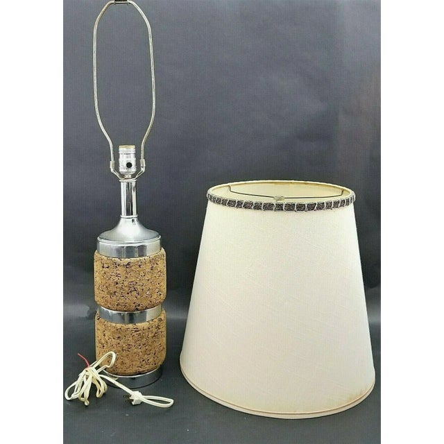 Vintage Mid-Century Chrome & Cork Table Lamp With Matching Cork And ...