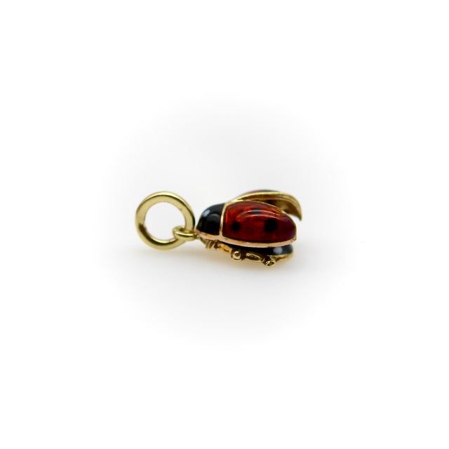 1970s 14k Gold Enamel Ladybug Charm | Chairish
