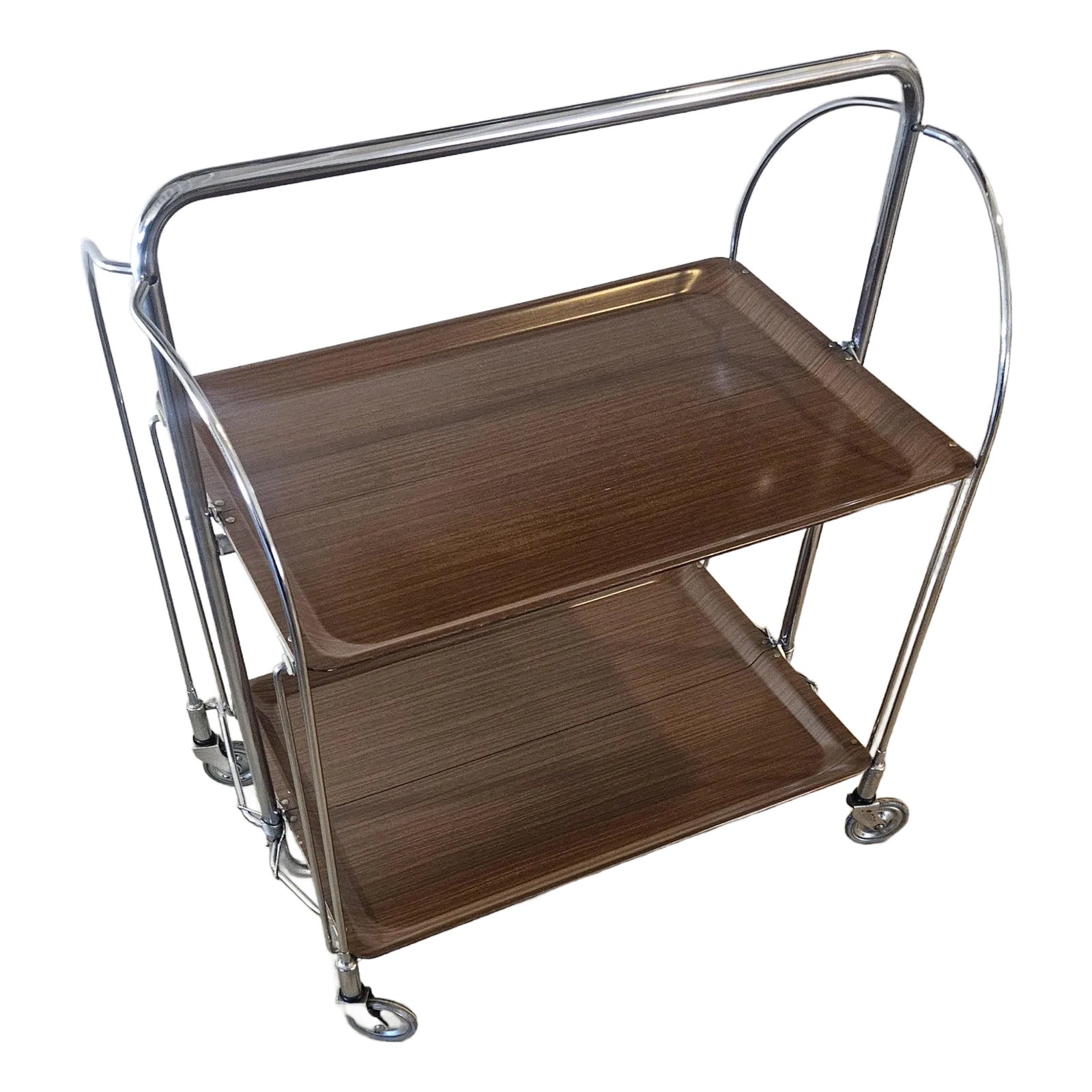 1960s Midcentury Rolling Collapsible Bar Cart | Chairish
