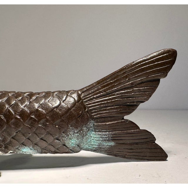 Vintage Bronze Koi Fish Sculpture Dark Brown and Verdigris Patina ...