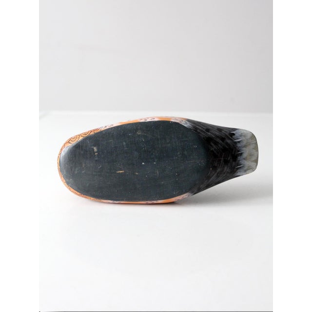 Vintage Hand Painted Carved Wood Duck | Chairish