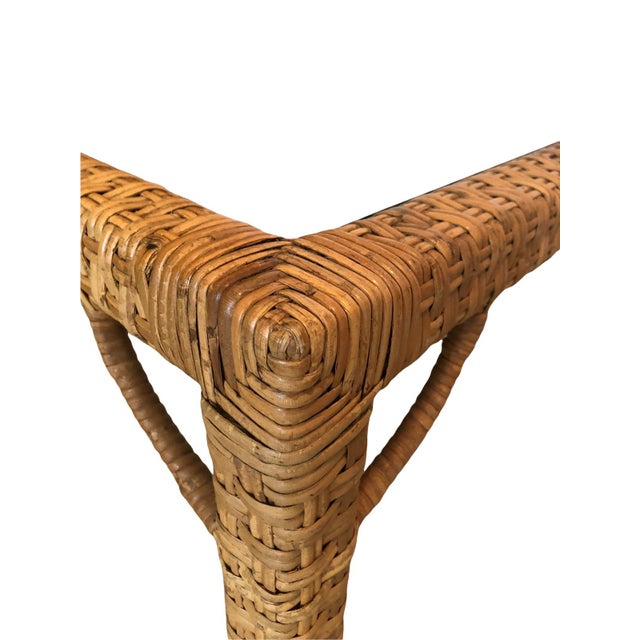 Vintage Mid-Century Wrapped Wicker and Glass Coffee Table | Chairish