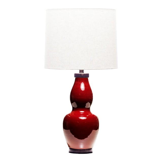 Lawrence & Scott Scarlett Porcelain Table Lamp in Pinot Red | Chairish