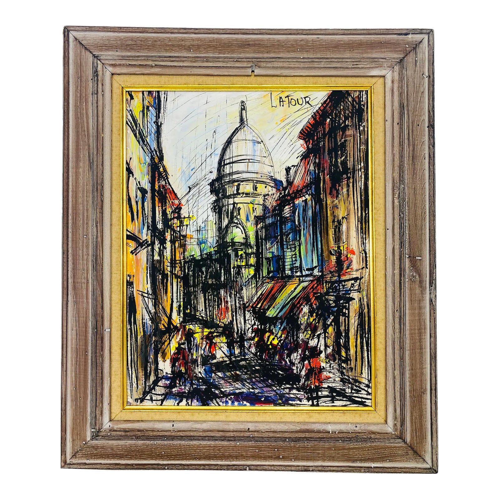 Mid Century Modern French Abstract Oil on Canvas Cityscape Painting ...