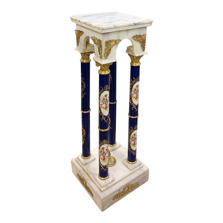 1990s Rococo Style Marble Topped Pedestal Column | Chairish