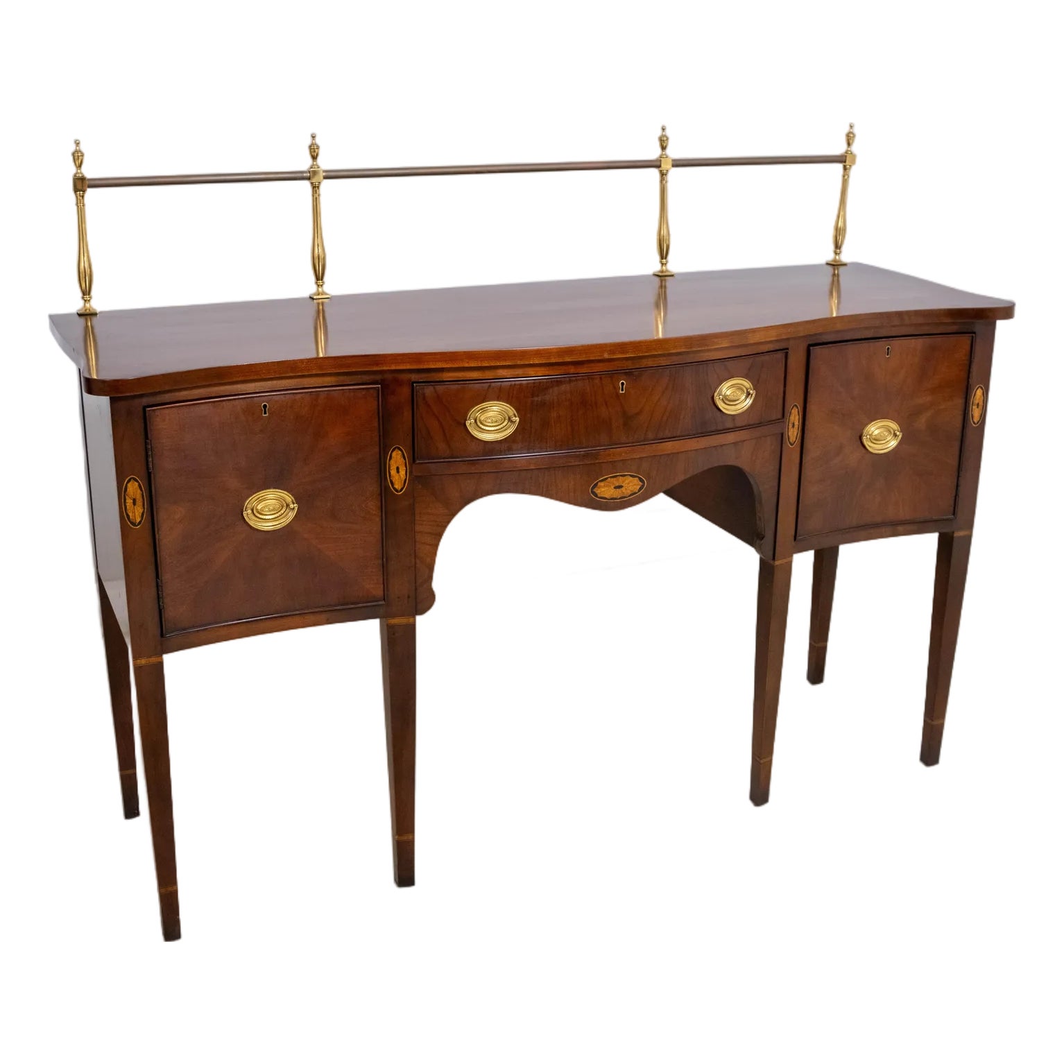 Statton Cherry Sideboard W. Inlay Work & Gallery | Chairish