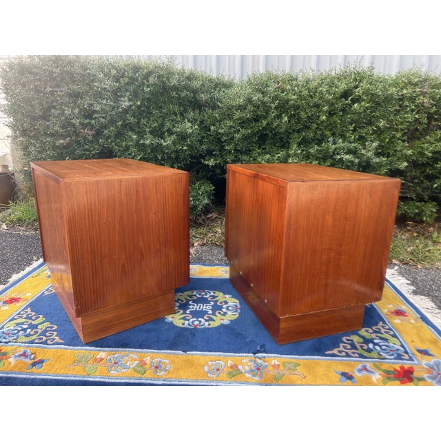 1960s Mid Century Danish Modern Teak Cube Nightstands by Danflex ...