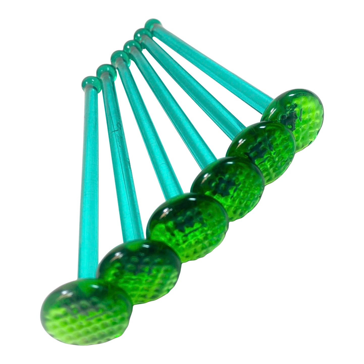 Vintage Green Glass Cocktail Muddlers- Set of 6 | Chairish