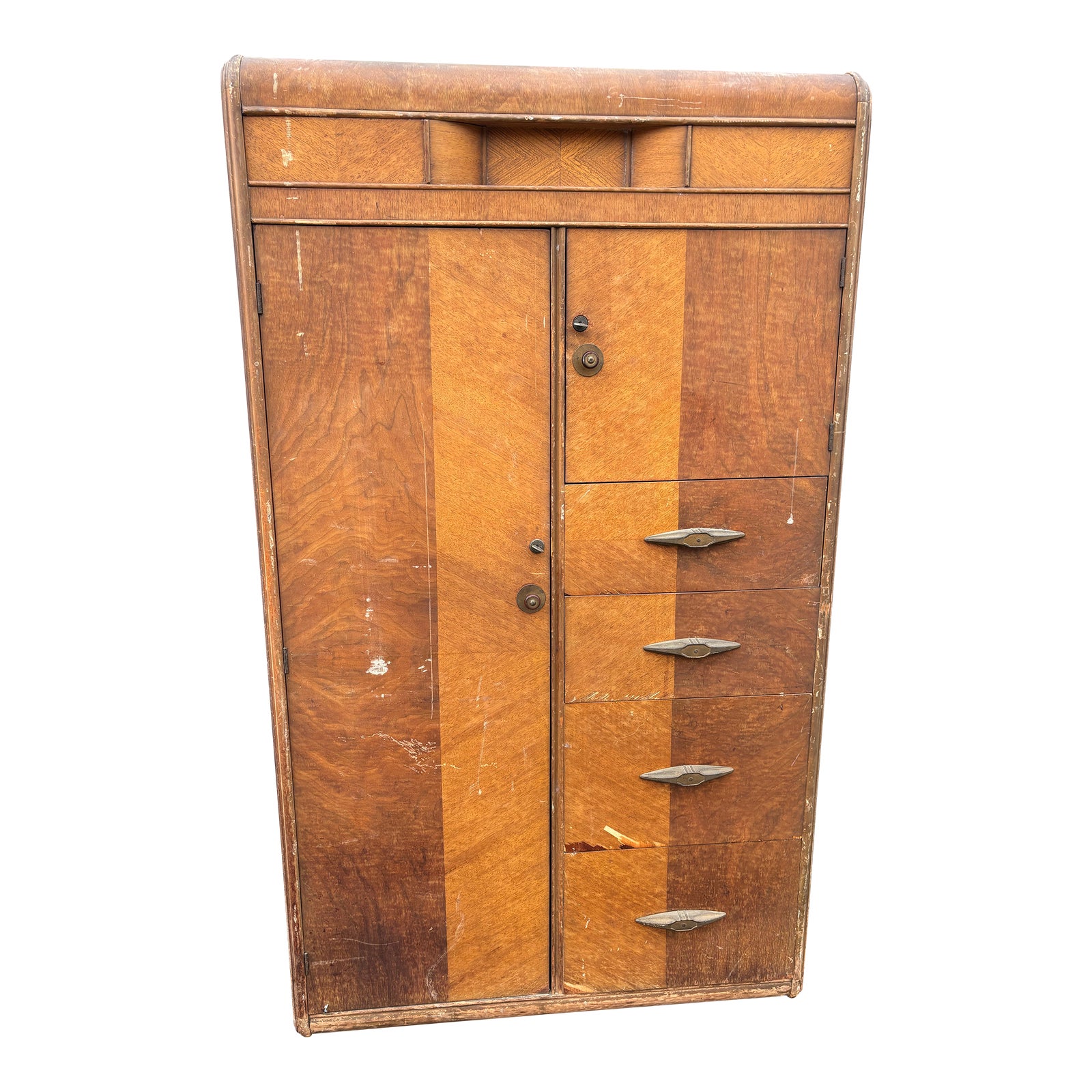 Vintage Art Deco Armoire Waterfall Furniture Inlaid 1930s Wardrobe ...