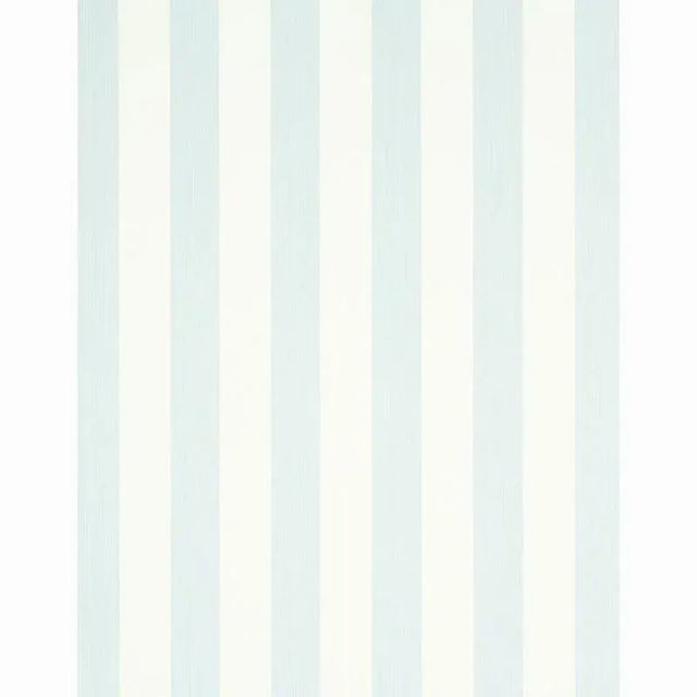 Schumacher Edwin Stripe Wide Wallpaper in Sky | Chairish