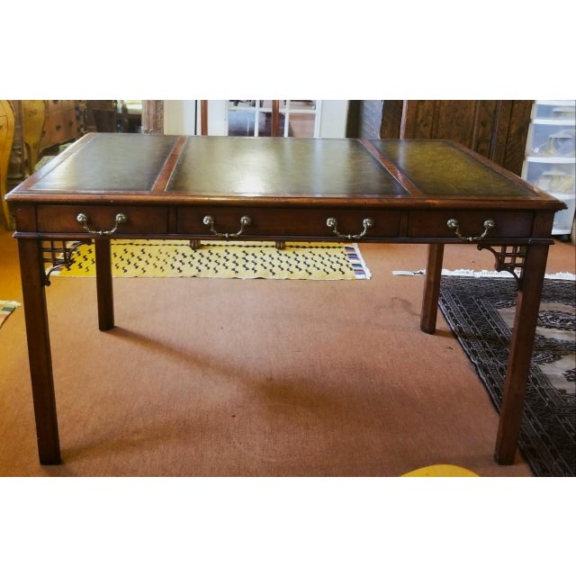 Mahogany Writing Desk With Leather Insert Top | Chairish