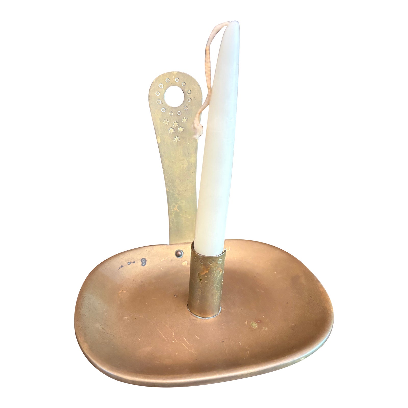 Vintage Brass Chamber Candlestick With Finger Loop Handle | Chairish