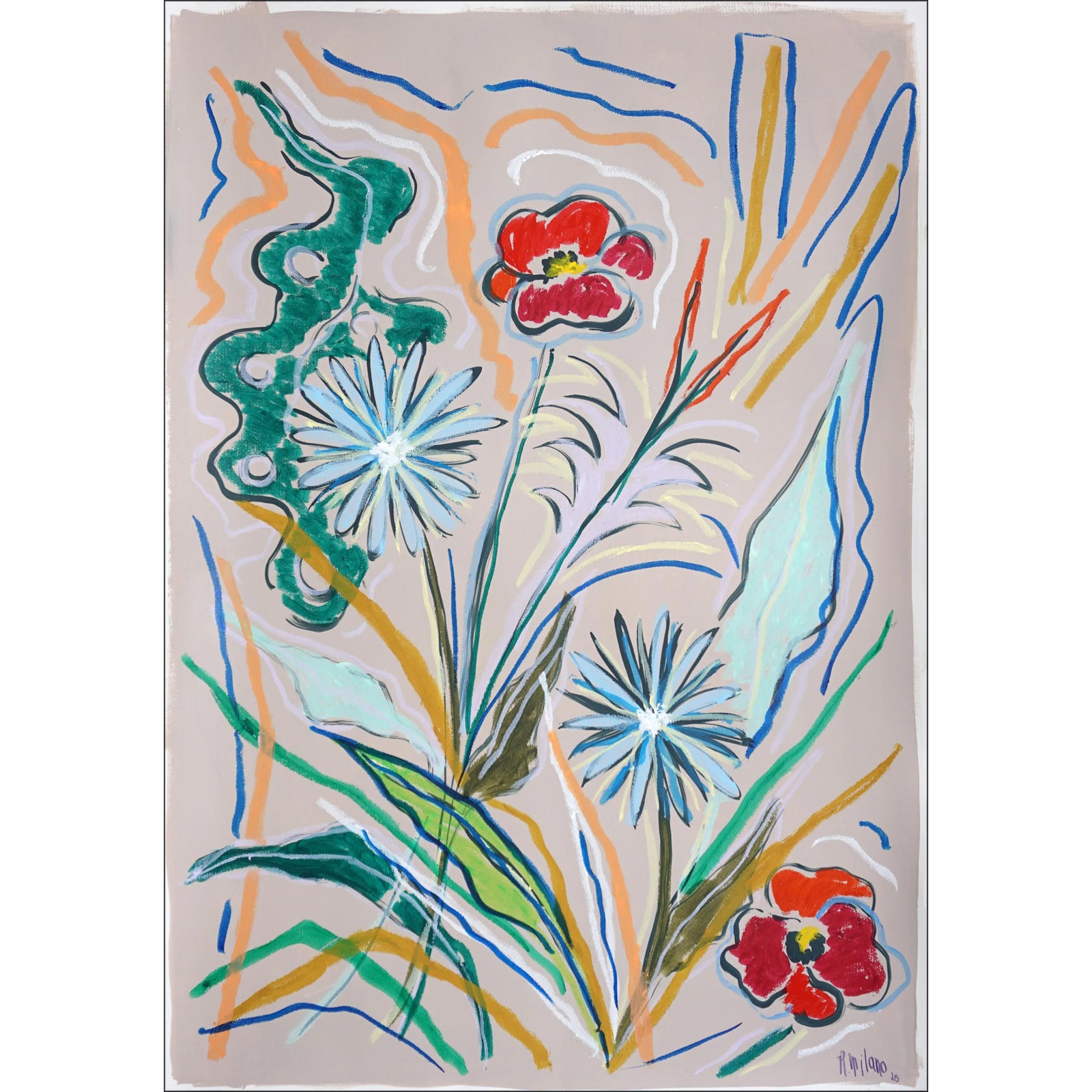 2025, Expressionist vs Figurative Flora of Country Wildflowers, Acrylic ...