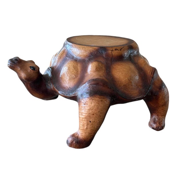Vintage Leather Tortoise Foot Stool | Chairish