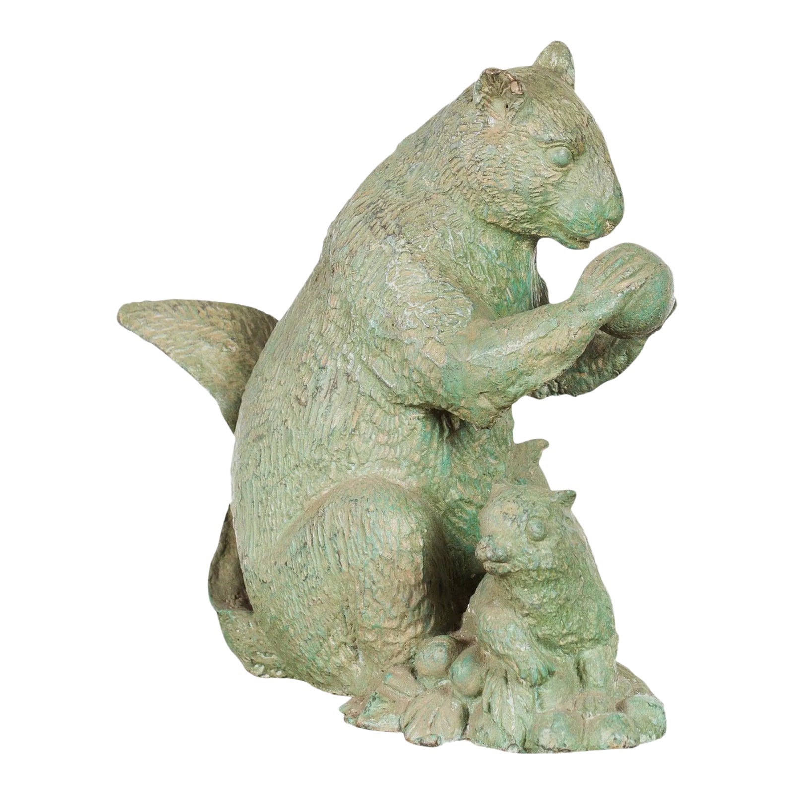 Vintage Lost Wax Cast Bronze Squirrel Family Sculpture with Verde ...