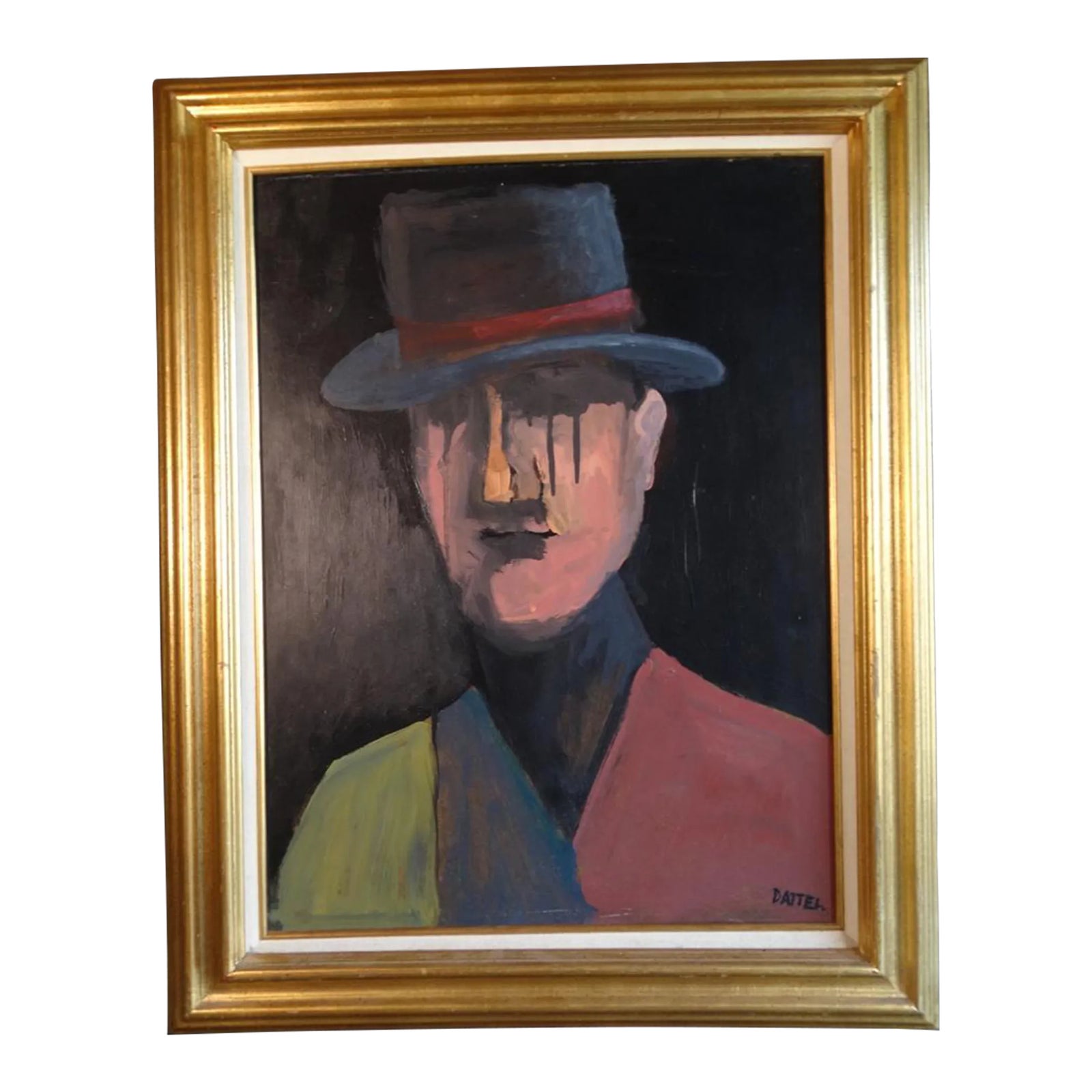 Michel Dattel Mid-Century Modernist Portrait Oil Painting on Board ...