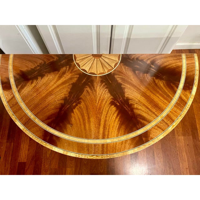 Demi Lune Entryway Hall Table Vintage Mahogany | Chairish