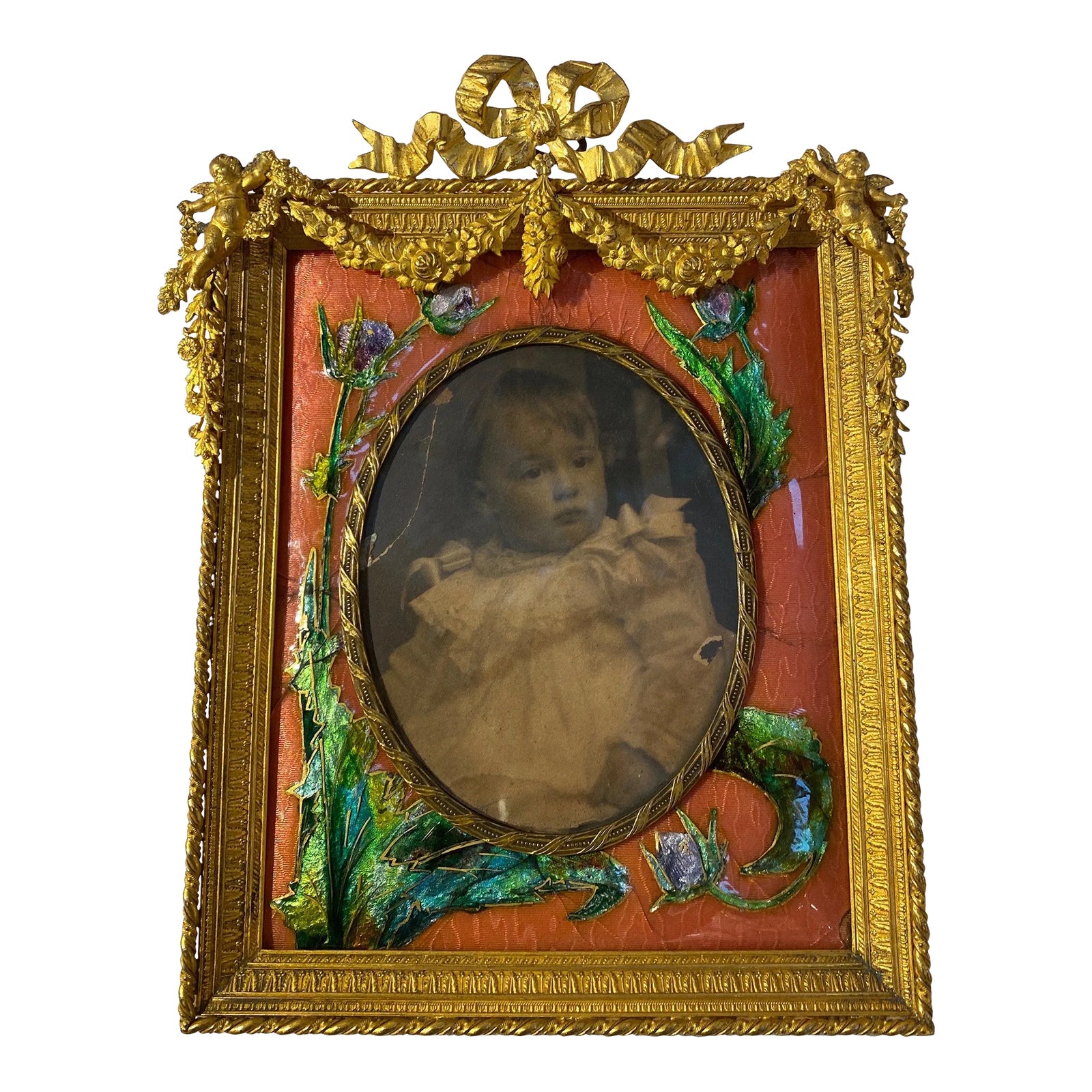 Antique French 19th Century Gilt Bronze Standing Picture Frame | Chairish
