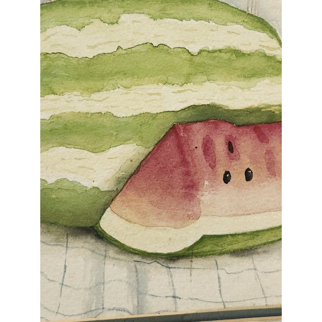 Watermelon Still Life Late 20th Century Watercolor Painting, Framed ...