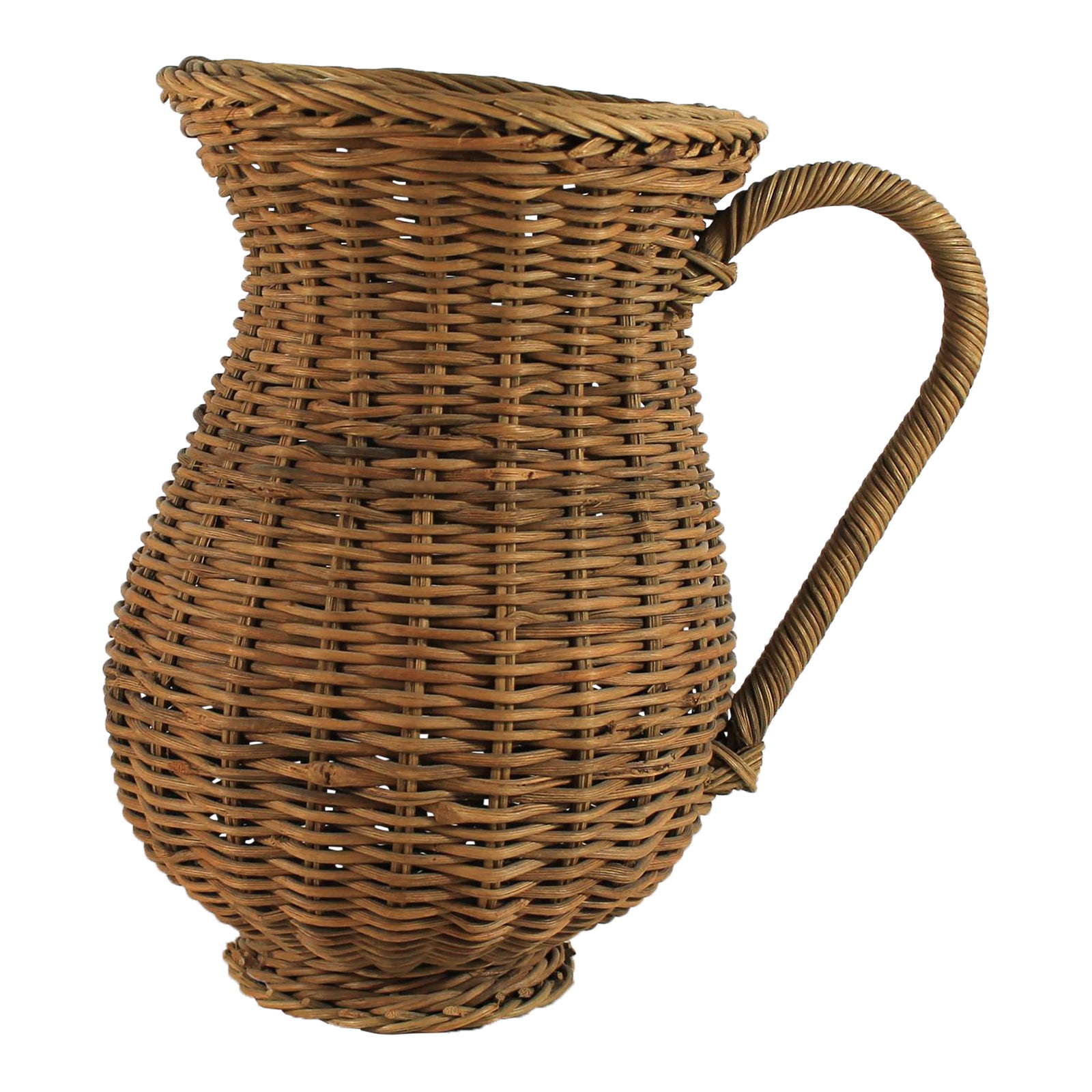 Vintage Woven Wicker Pitcher With Handle | Chairish