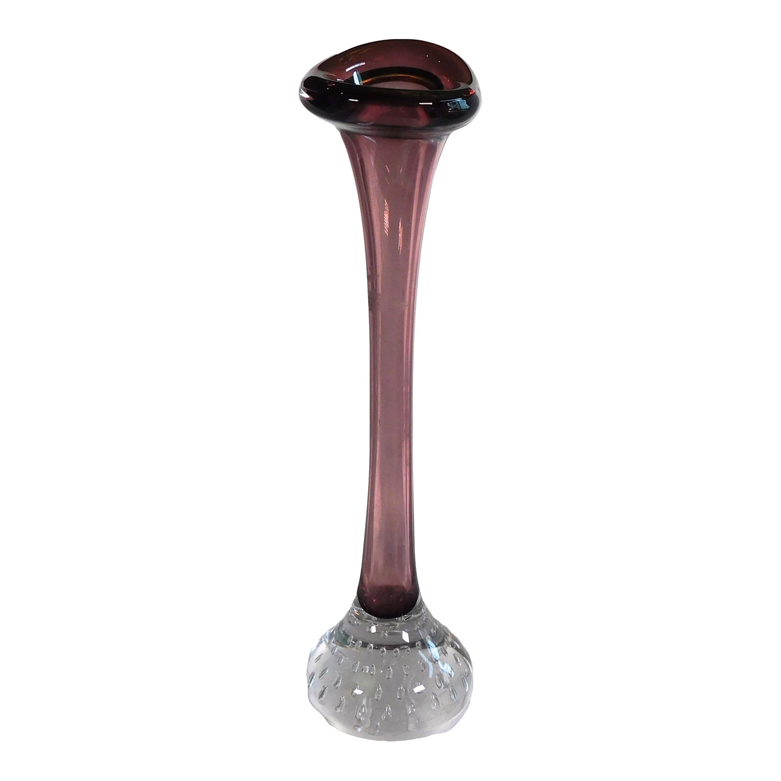 1970s Slender Purple Vase With Bubble Base | Chairish