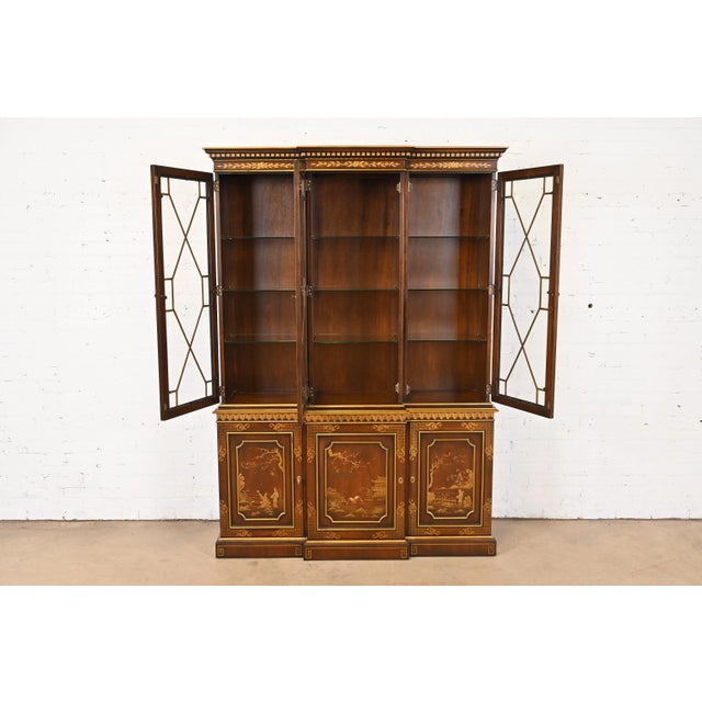 Kindel Furniture Georgian Chinoiserie Mahogany Lighted Breakfront ...