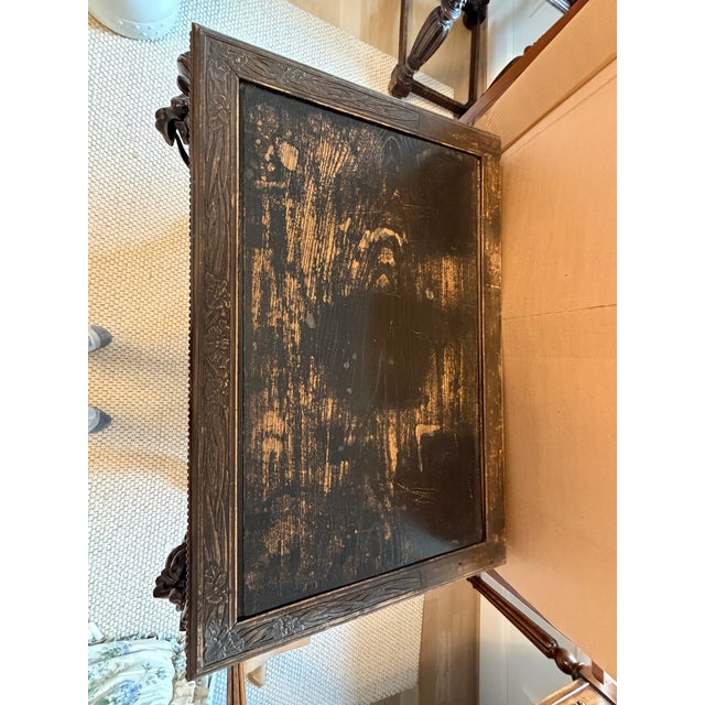 Antique French Art Nouveau Hand-Carved Walnut Writing Desk With Iris ...