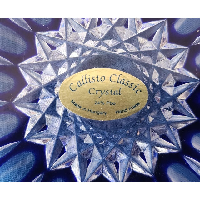 Very Fine Hungarian Cobalt Blue & Clear Cut Crystal Glass Bowl by ...