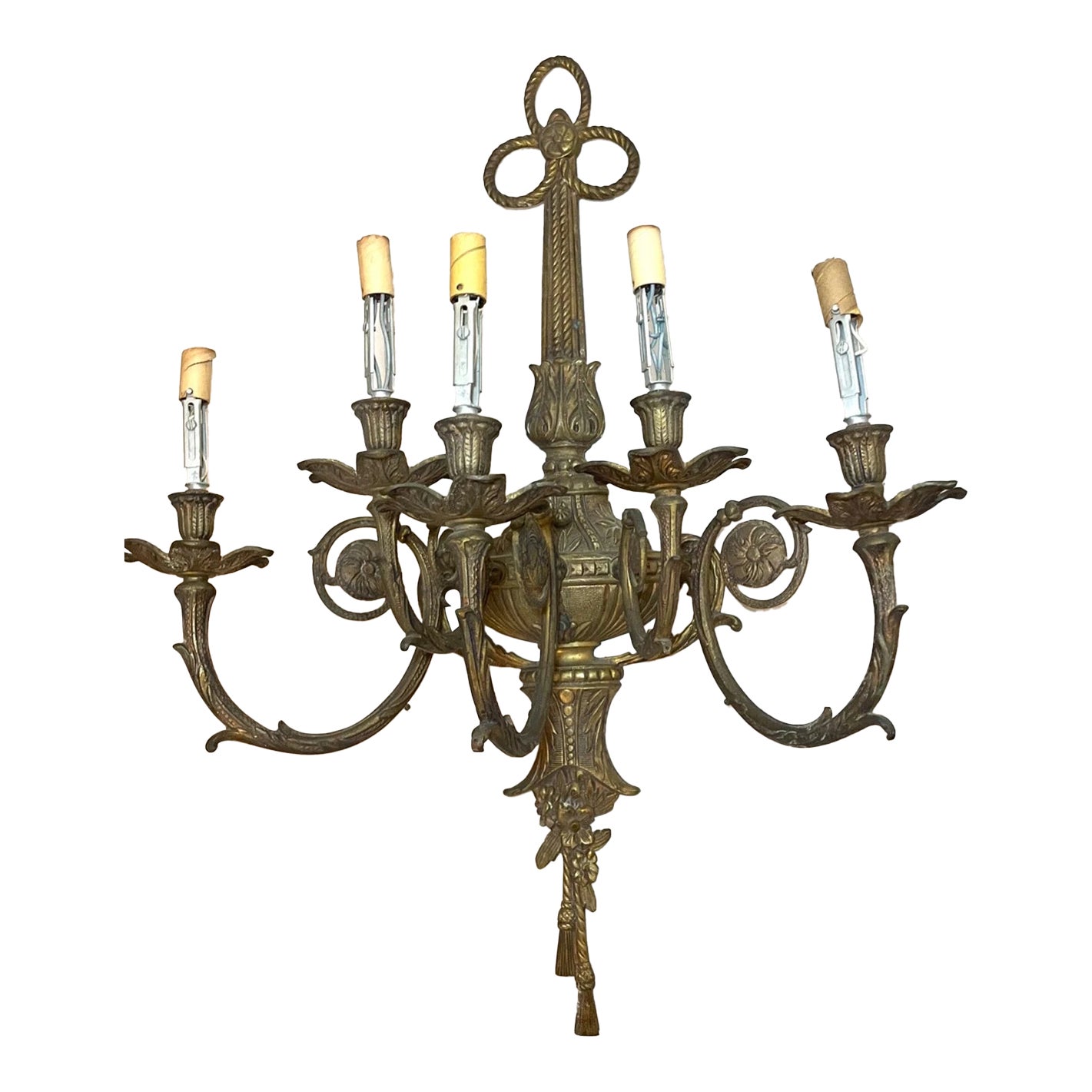 Large Antique Ornate Spanish Style Gilded Bronze Brass Wall Sconce ...