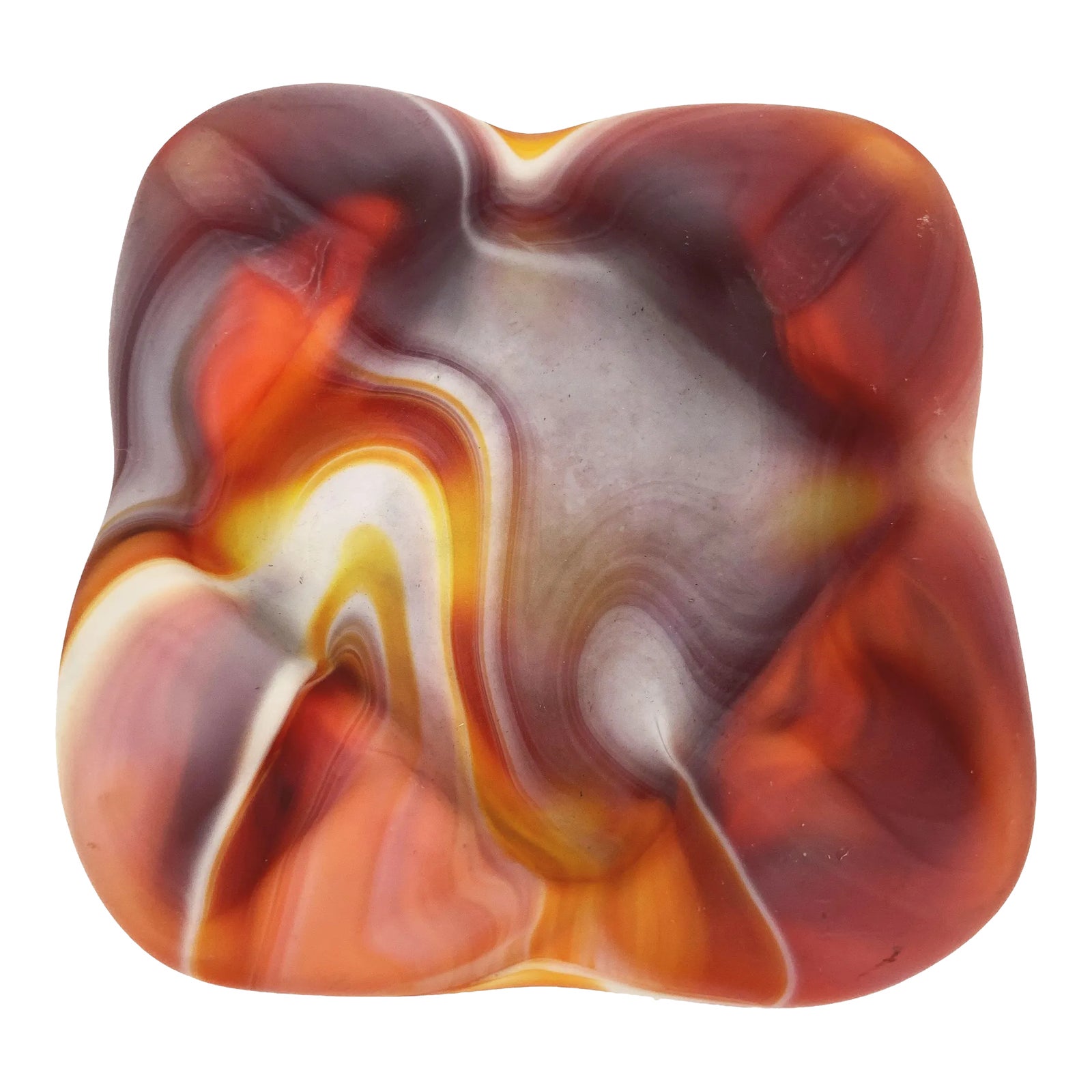Vintage Orange Swirl Slag Glass Ashtray Key Tray | Chairish