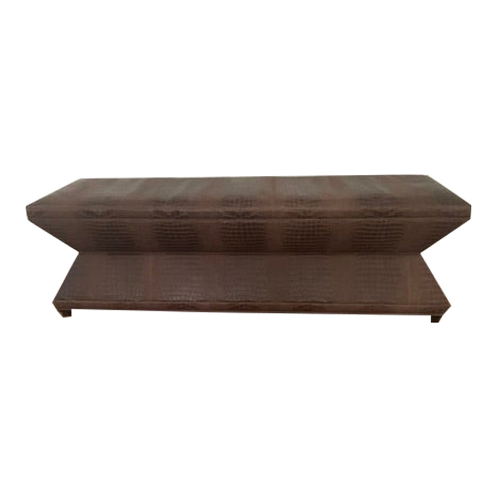 Hickory Chair Furniture Embossed Leather Bench | Chairish