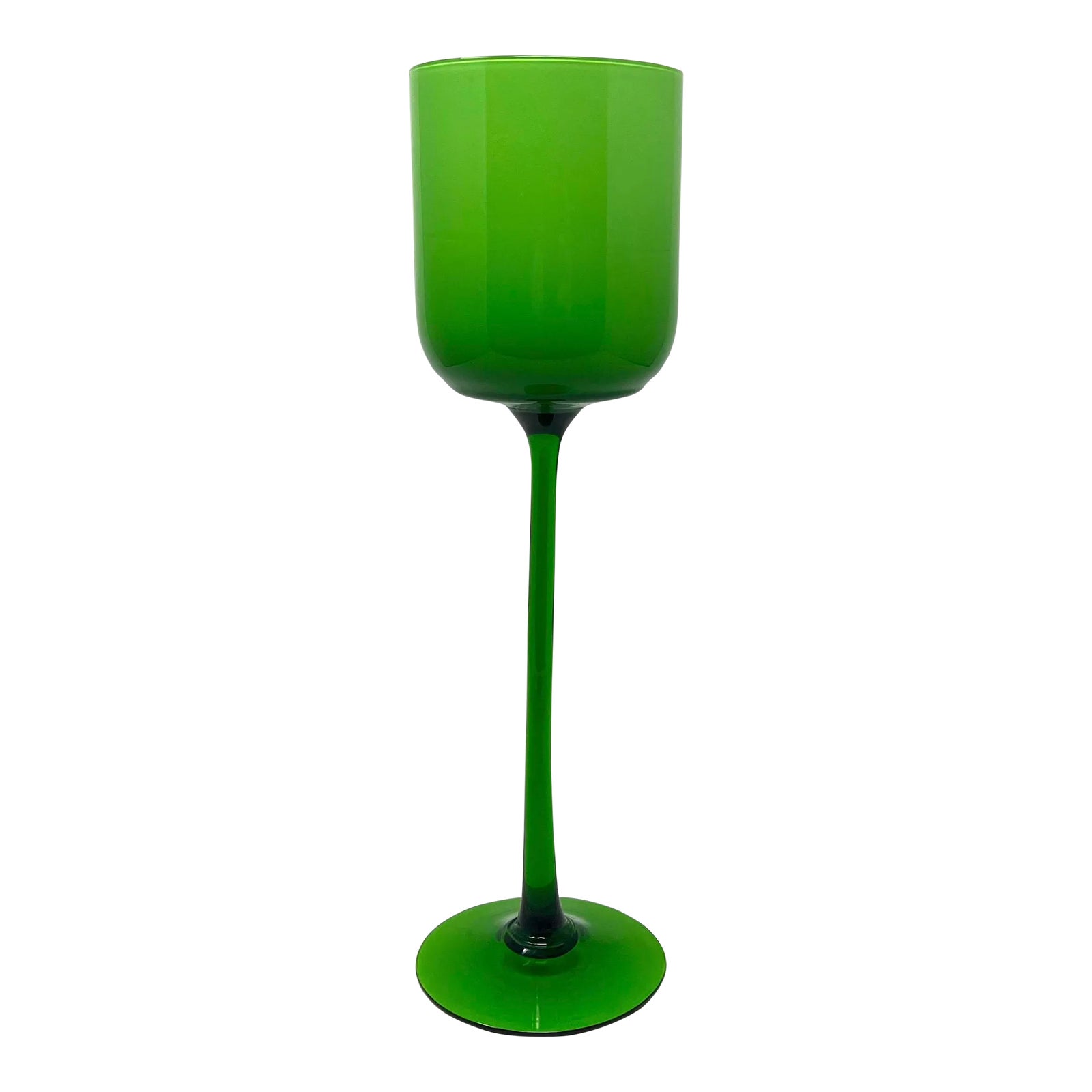 Tall Vintage Italian Green Glass Goblet Styled After Carlo Moretti ...