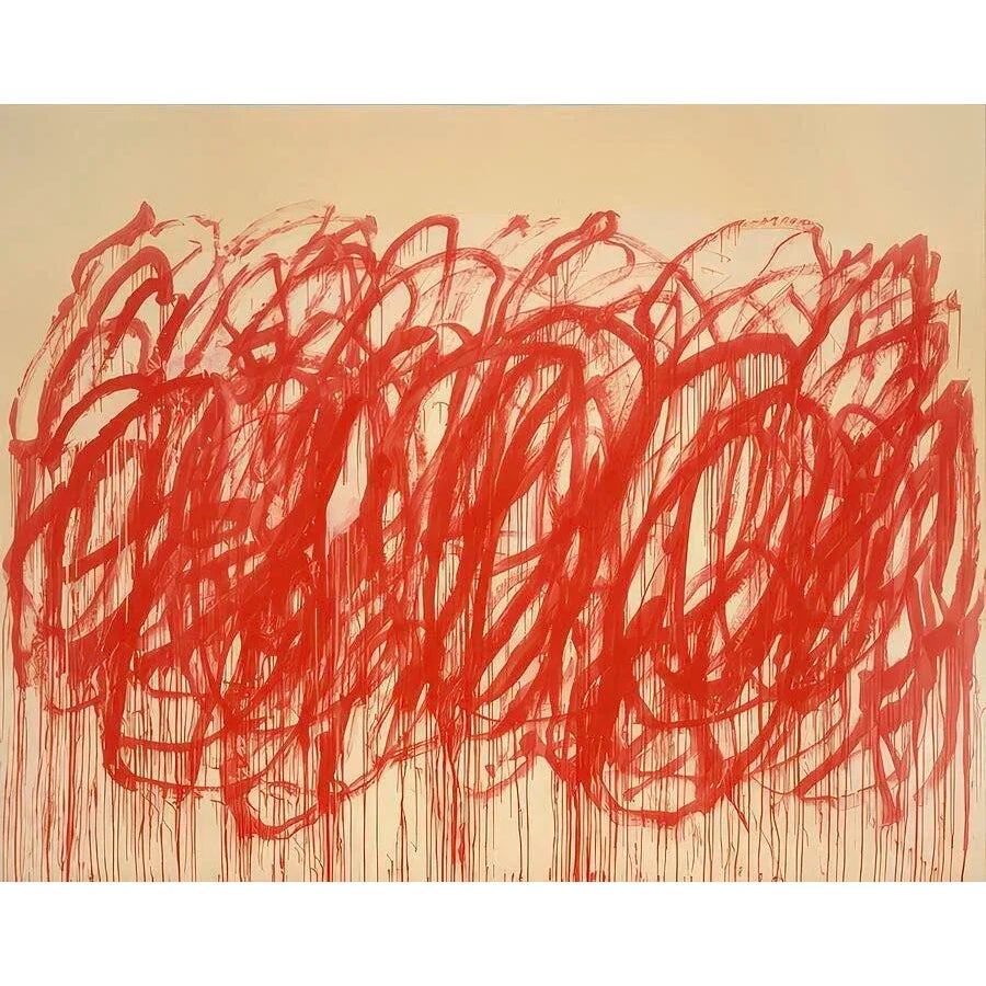 Contemporary Red Cy Twombly Print | Chairish